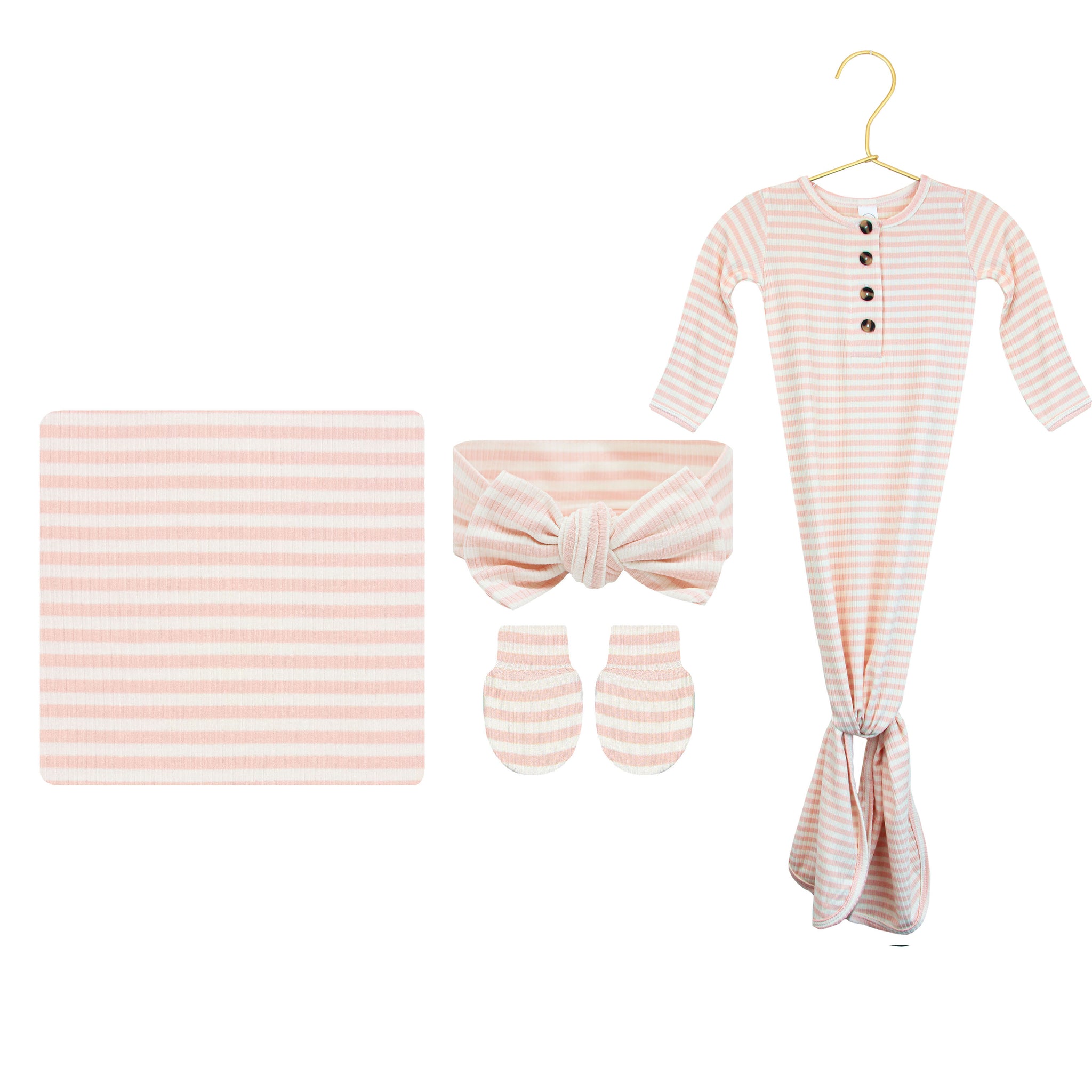 Harper Ribbed Newborn Headband Bundle (Gown)