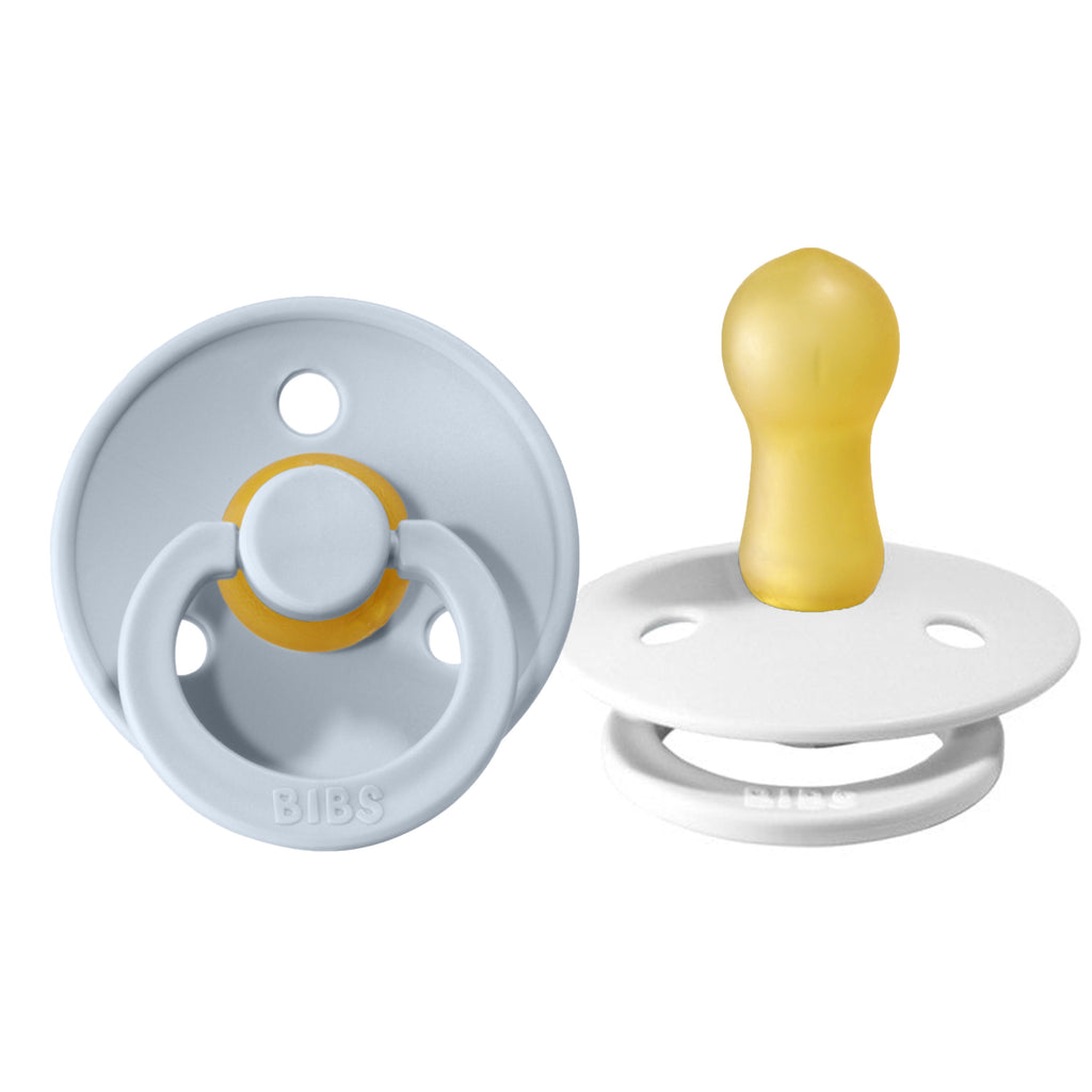 Bibs Pacifier 2 Pack: Baby Blue + White – Lou Lou & Company